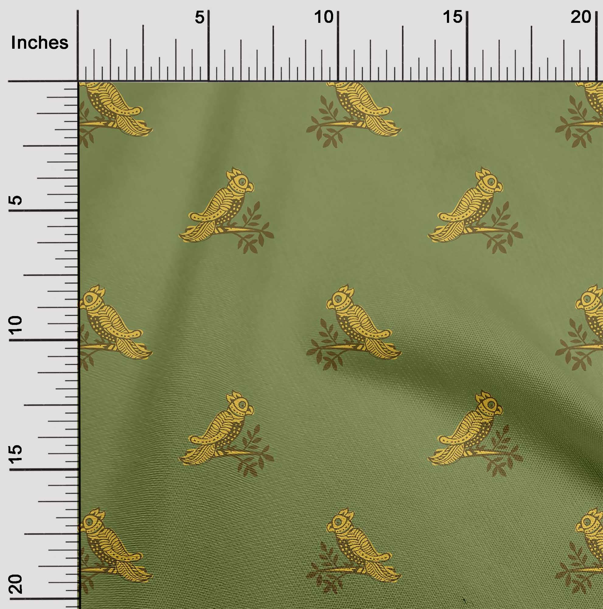 oneOone Organic Cotton Voile Fabric Bird Block Print Fabric By Yard 42 ...