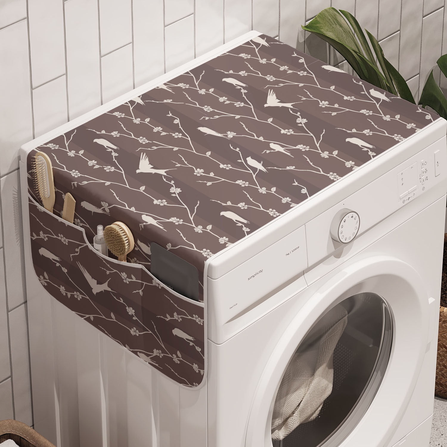 Birds Washing Machine Organizer, Silhouette of Flying Resplendent ...