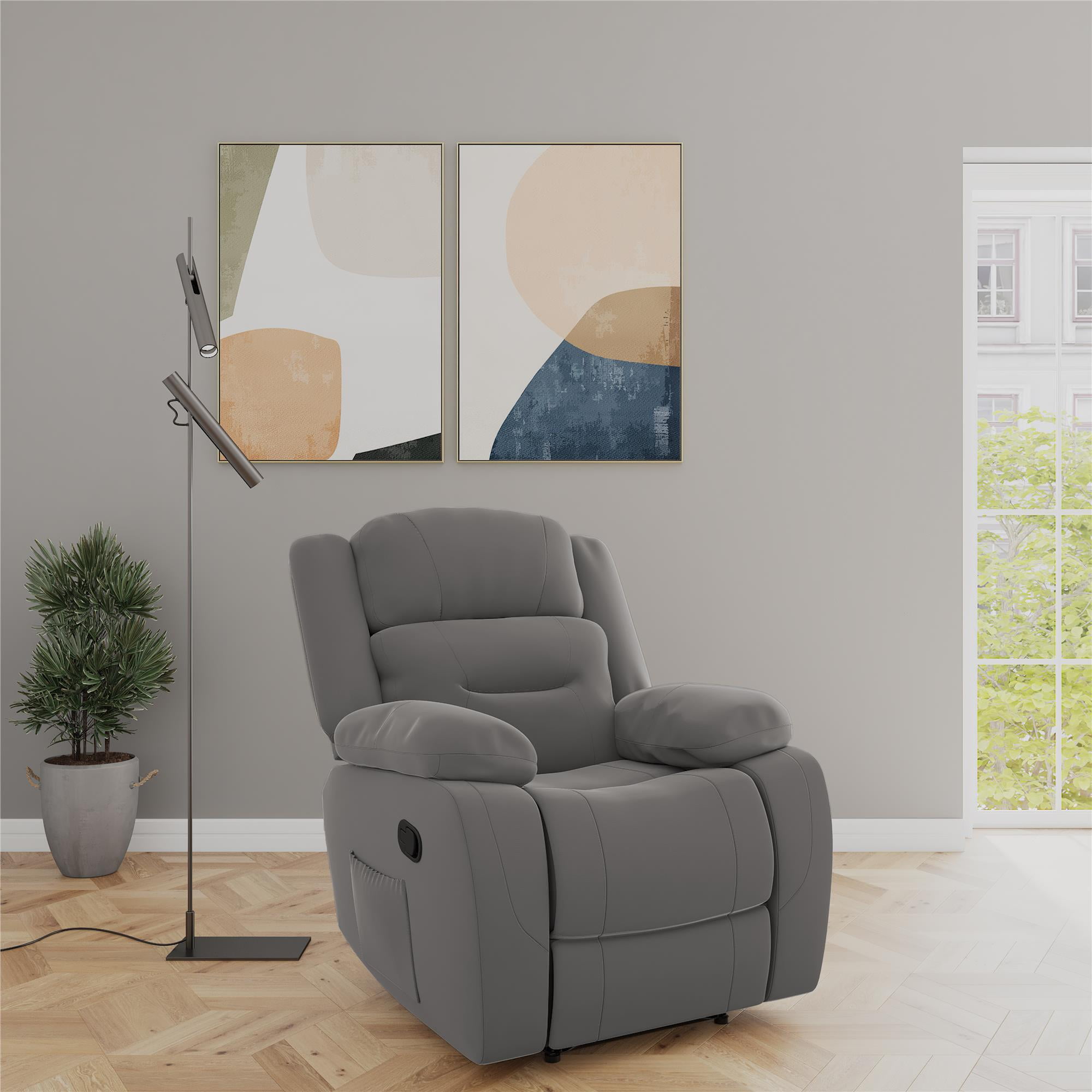 DHP Miller Recliner with Cupholder, Faux Microsuede, Gray - Walmart.com