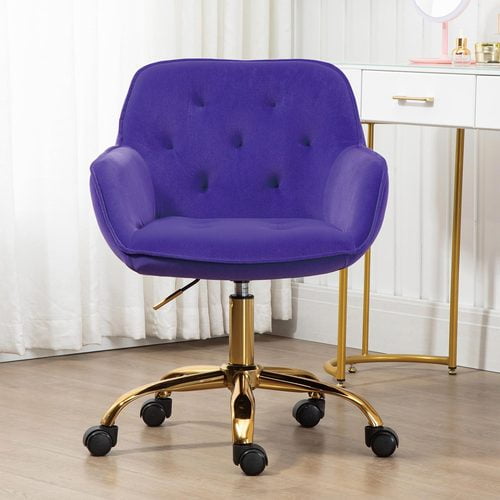 INCLAKE Velvet Office Chair, Modern Home Office Chair, Velvet Swivel ...