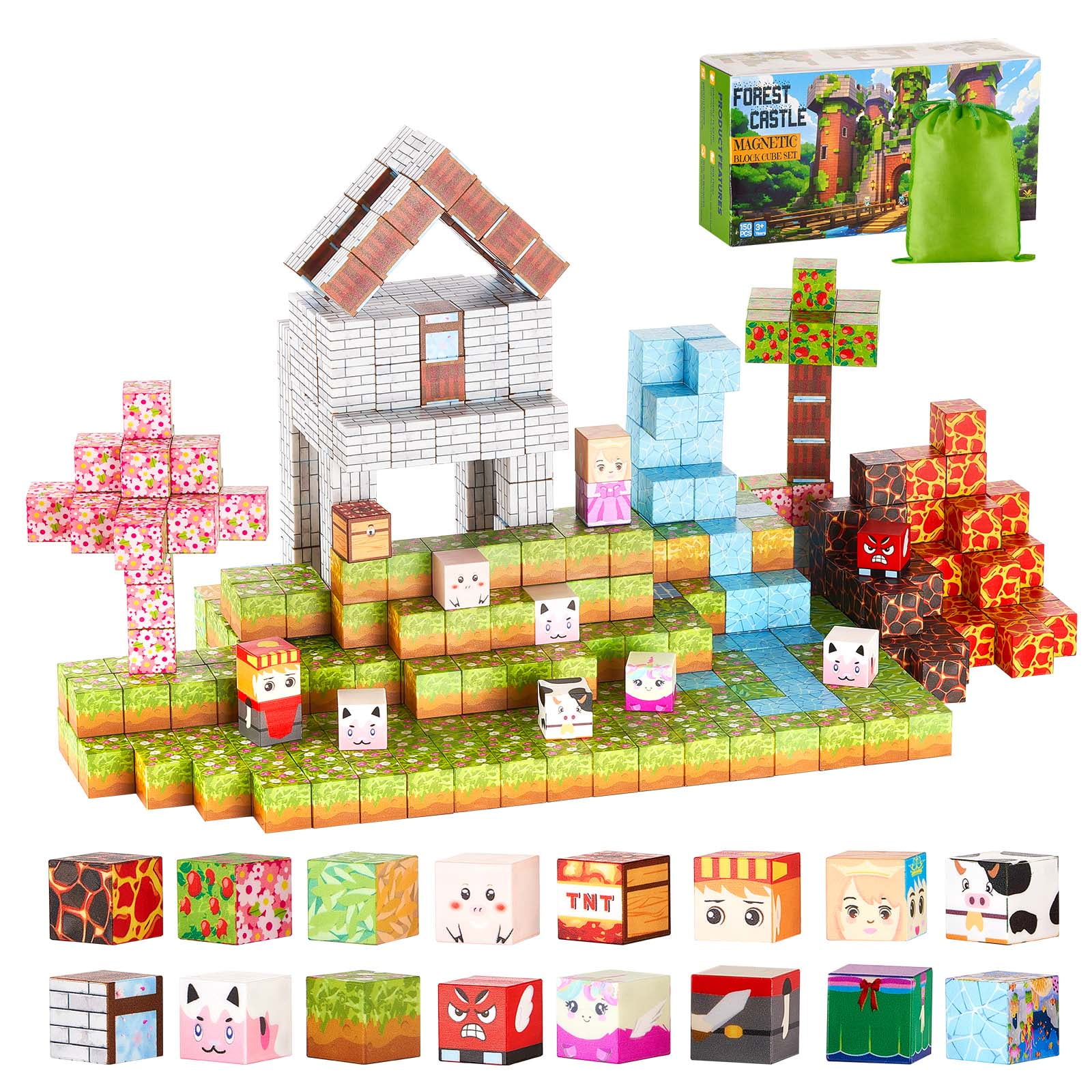 Vevor Magnetic Blocks 150 Pcs Forest Castle Set Stem Montessori Sensory Toys