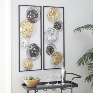 DecMode Silver Metal Starburst Wall Decor with Orb Detailing (3 Count ...