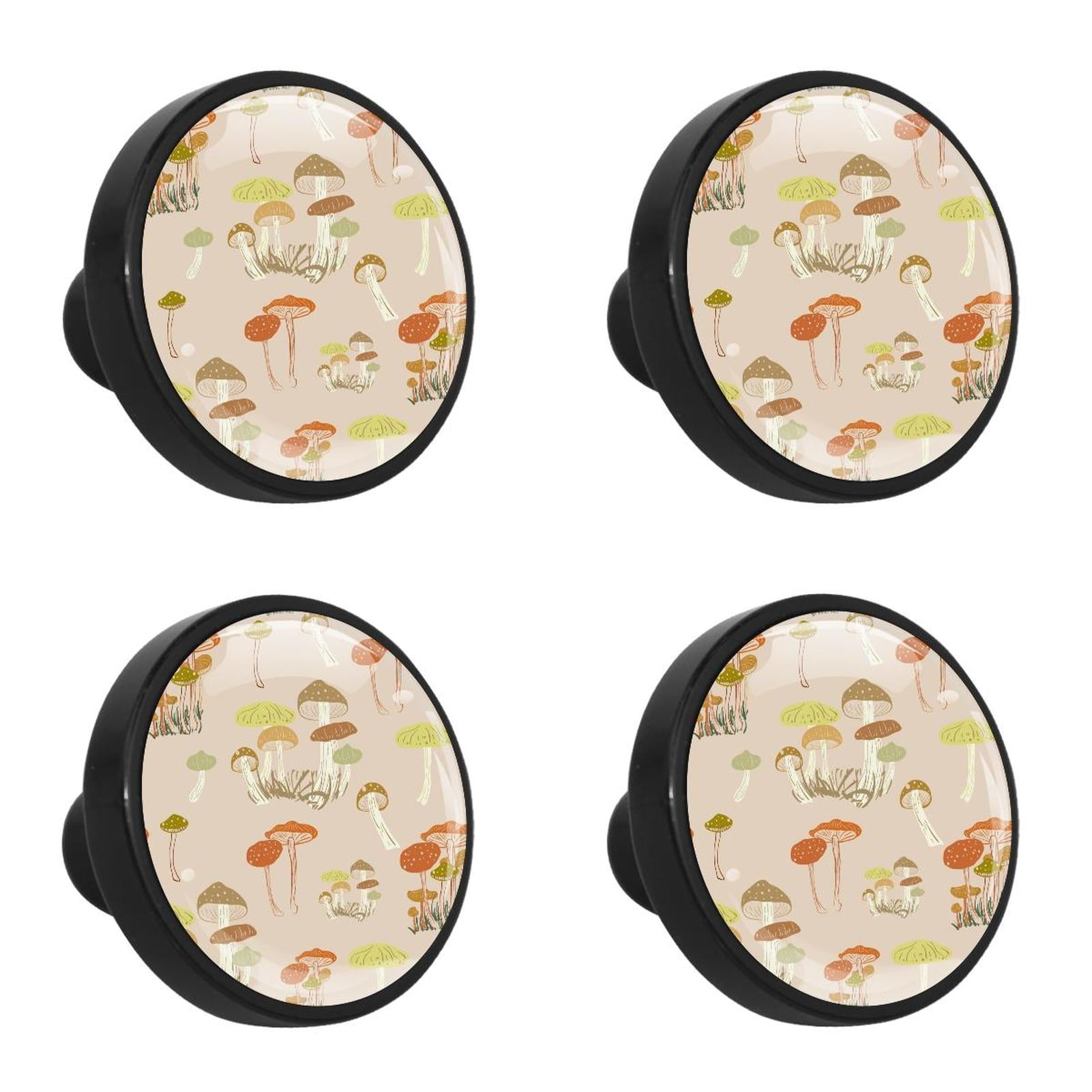 4 Pcs Mushroom Knobs for Kitchen Cabinet Cupboard Dresser Bookcase Drawer Pulls Handles Round ...
