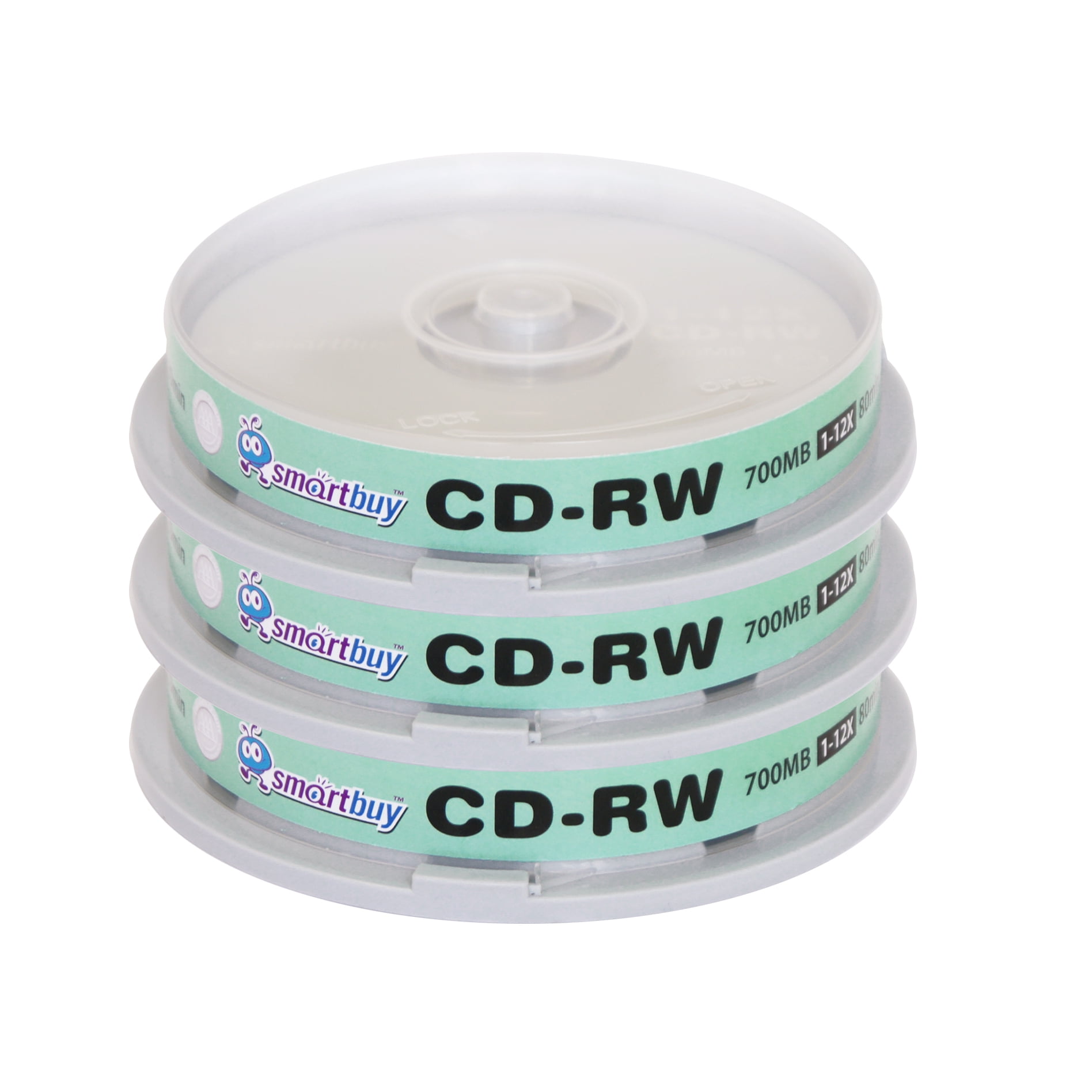 30 Pack Smartbuy CD-RW 1-12X 700MB/80Min High Speed Logo Rewritable ...
