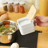 White Stoneware Salt Box 4.5x3.25x3.5 with Bamboo Lid - Walmart.com