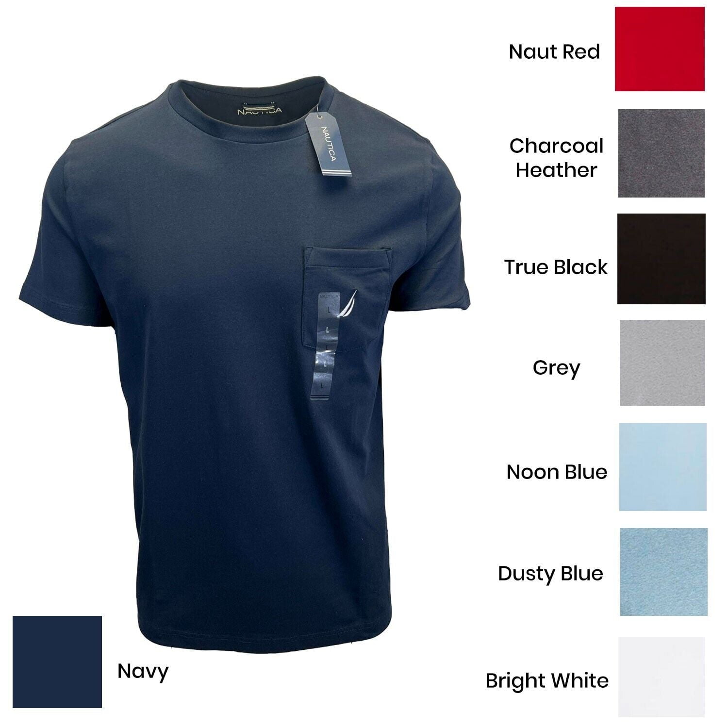 Click here for Nautica Mens T-Shirt Solid Crew Neck Short Sleeve... prices