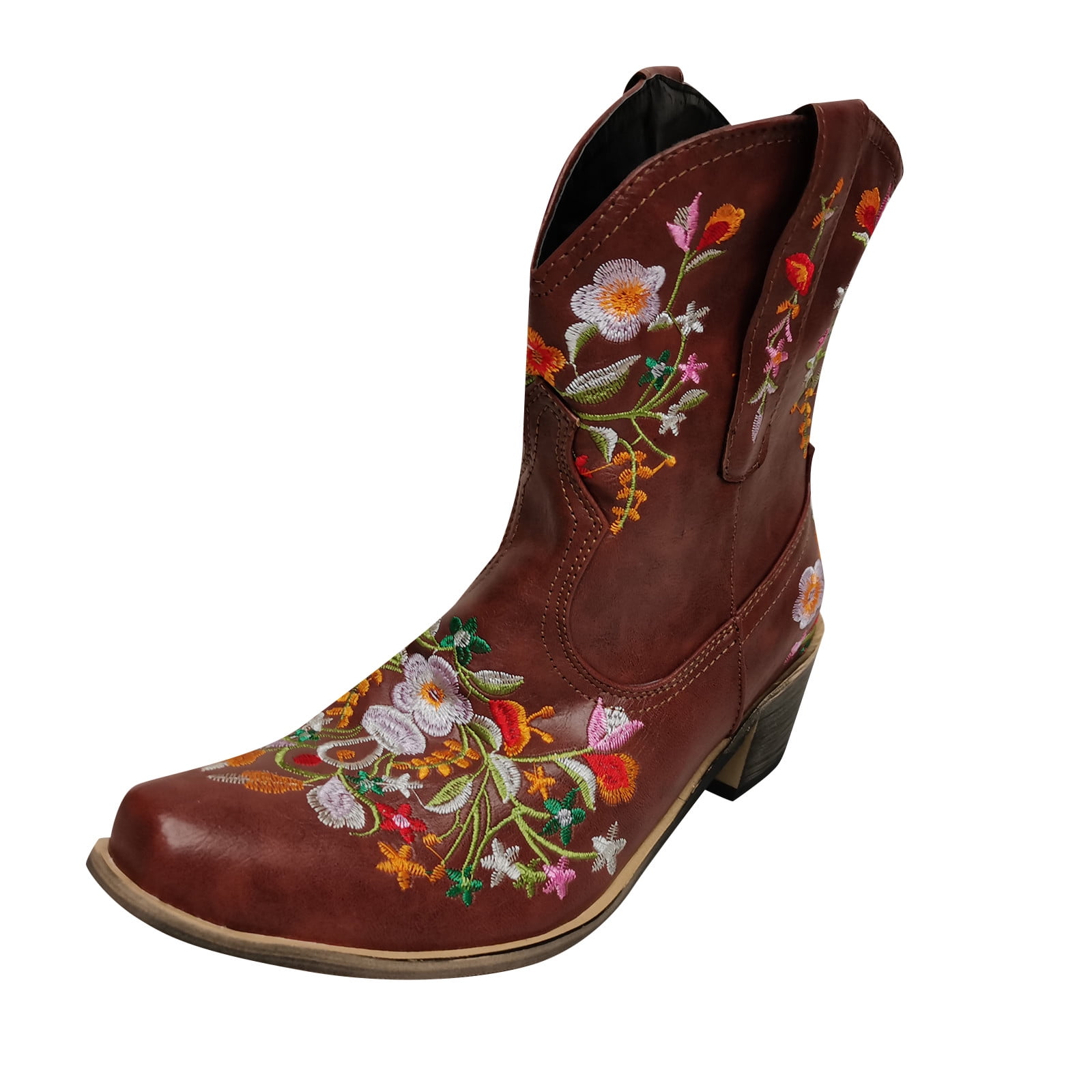 Click here for Cehvom Women Embroidered Cowboy Riding Boots Casua... prices