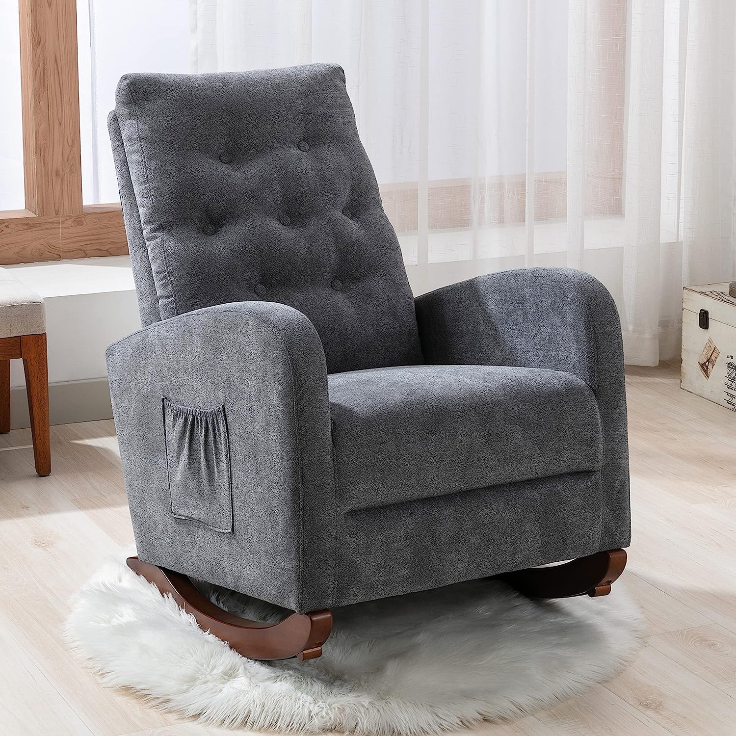 Modern Rocking Chair For Nursery,Upholstered Rocking Sofa,Accent ...
