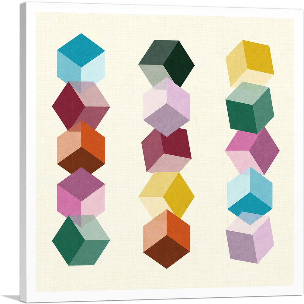 ARTCANVAS Mid-Century Modern Vivid Ice Cubes Canvas Art Print - Size ...