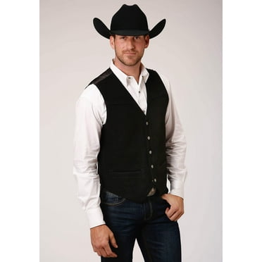Roper Western Vest Mens Leather Vest Snap Black 02-075-0500-0512 BL ...