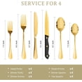 24-Piece Silverware Set with Steak Knives Gold Flatware Set for 4 Food ...