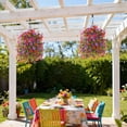 Artificial Flowers Hanging Baskets Red Purple 4 Branches Outdoor Indoor ...