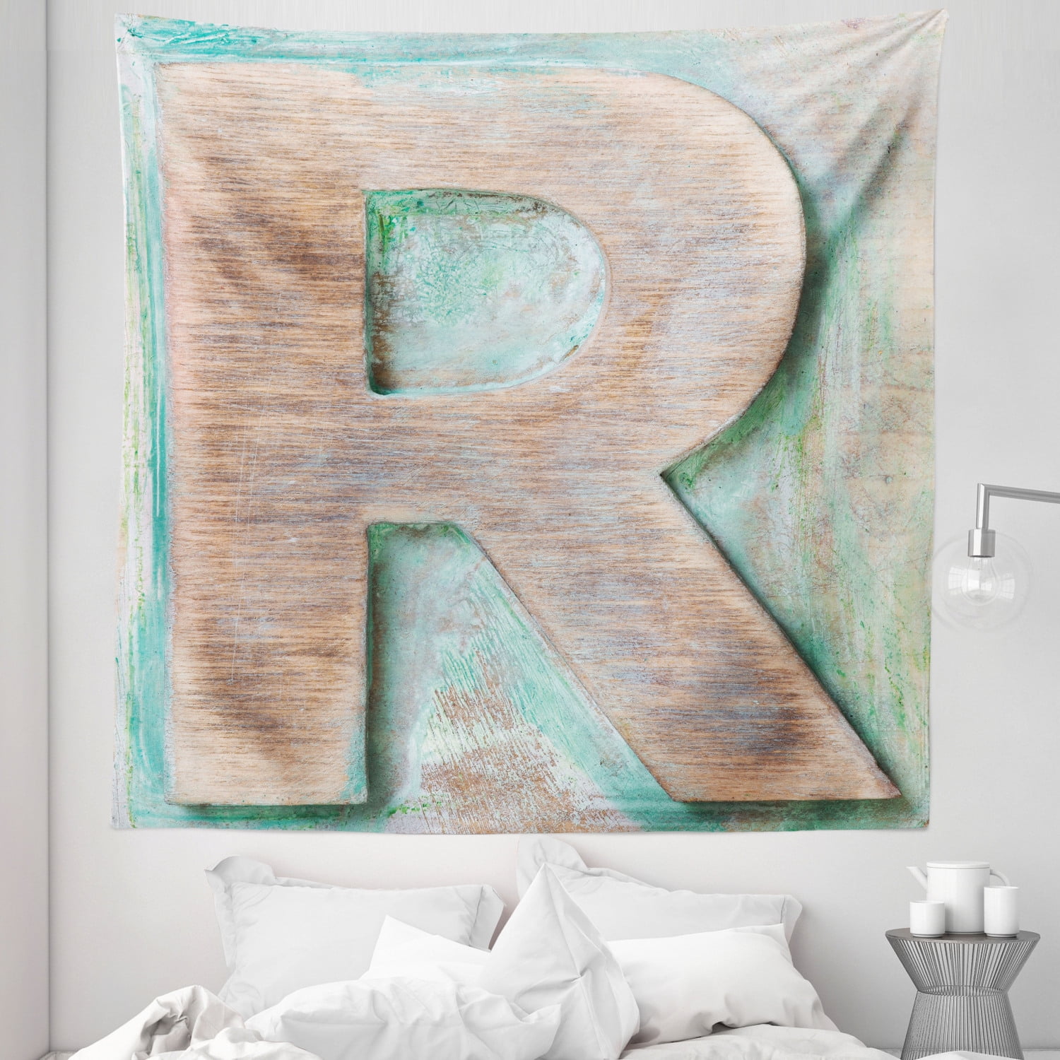 Letter R Tapestry, Wooden Alphabet Block Antique Letterpress Theme ...
