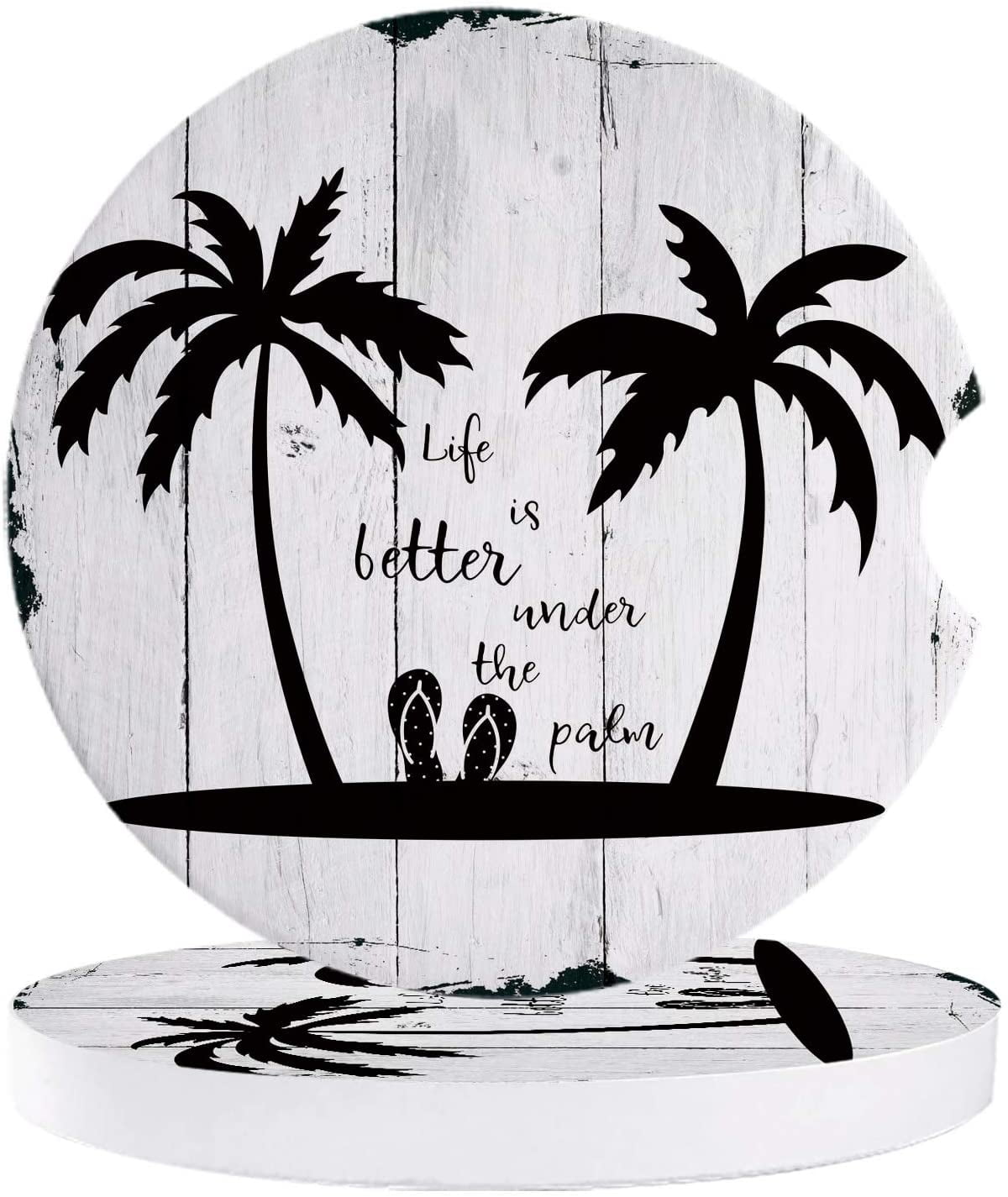 ZHANZZK Summer Theme Palm Tree and Slippers Retro Wood Grain Set of 6 ...