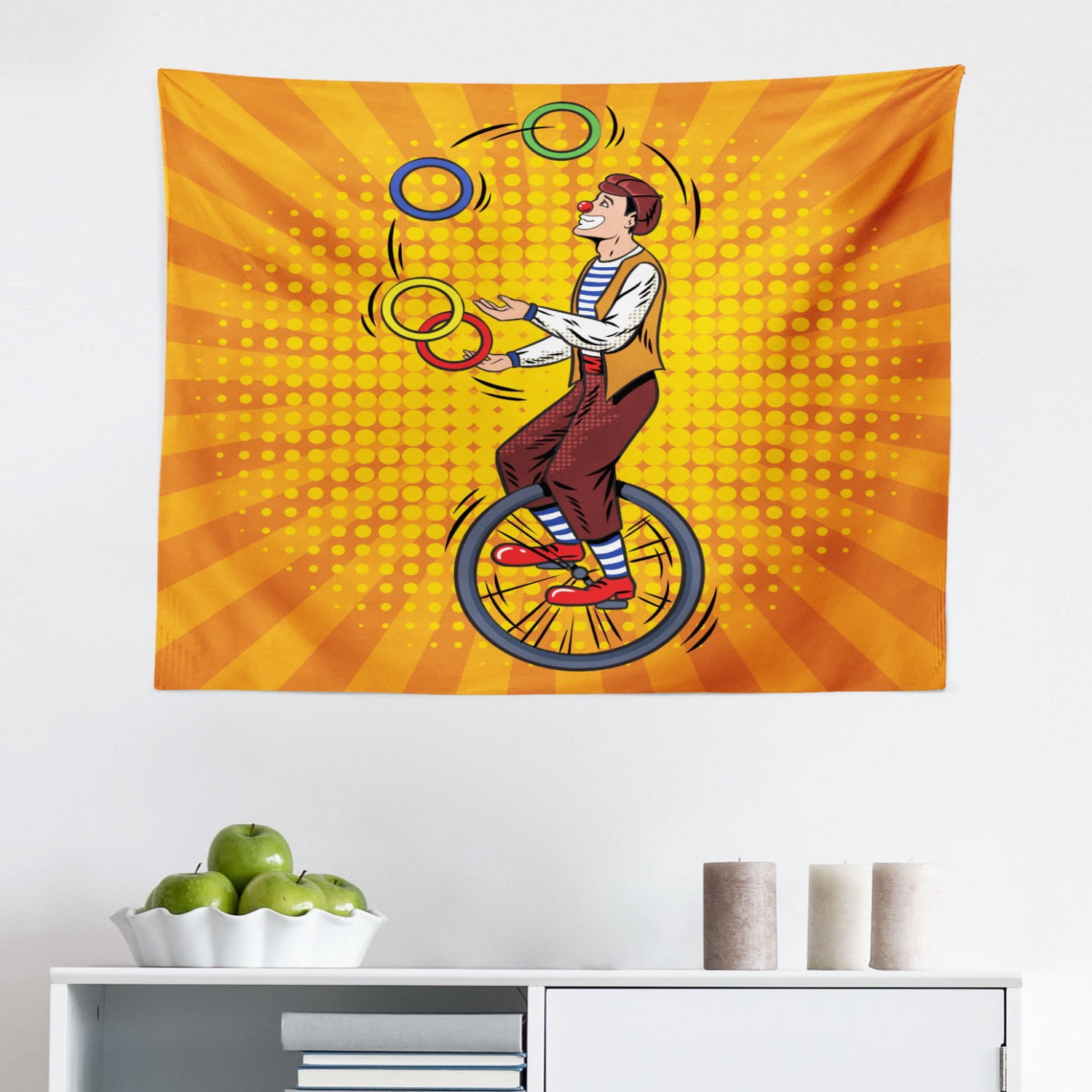 Circus Tapestry, Festival Fun Themed Pattern with a Cartoon Design Tent ...