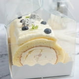 6pcs Transparent Cake Roll Packaging Box with Tray Portable Swiss Roll ...