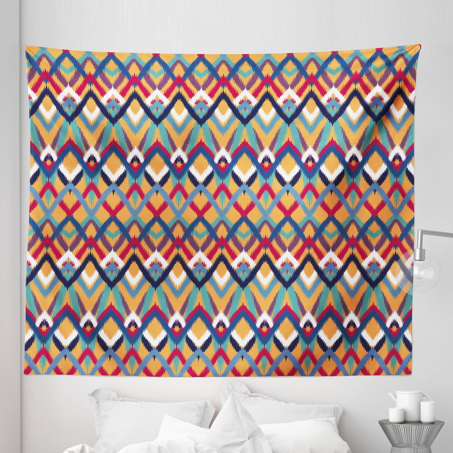 Ikat Tapestry, Back Strapped Native Ceremonial Type Ikat Patterns Group ...