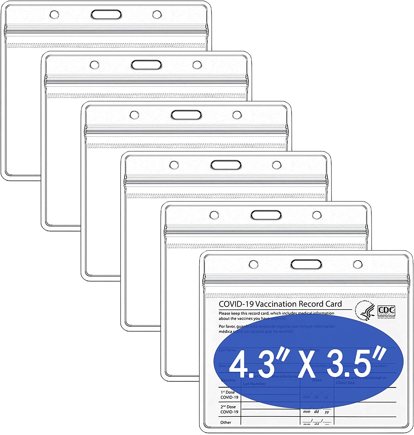 Migeec Vaccination Card Protector 6 Pack 4 x 3 inches CDC Immunization ...