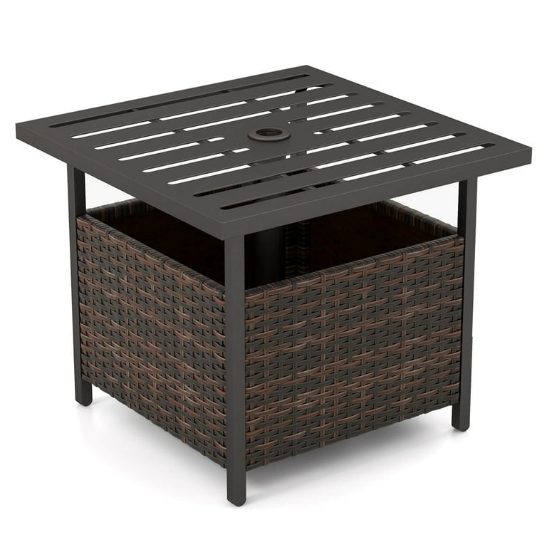 Small outdoor side table with umbrella hole store