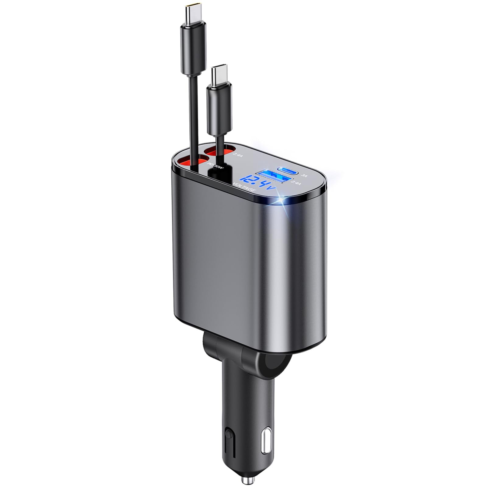 Retractable Car Charger 4 in 1 Fast Car Phone Charger 66W 2 Retractable Cables and USB Car Charger Compatible with iPhone 15 14 13 12 11 Galaxy Pixel Walmart