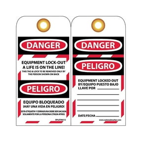 National Marker Lockout Tags; Lockout Do Not Start 6X3 Unrippable Vinyl ...