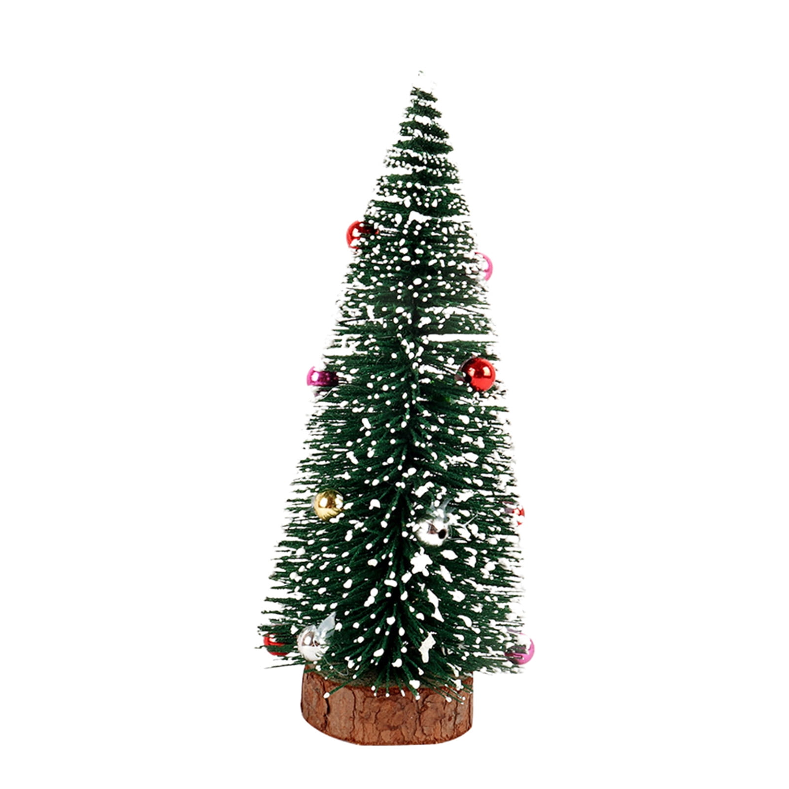 LYU Mini Christmas Tree with Wood Base Colorful Beads Simulation Pine ...