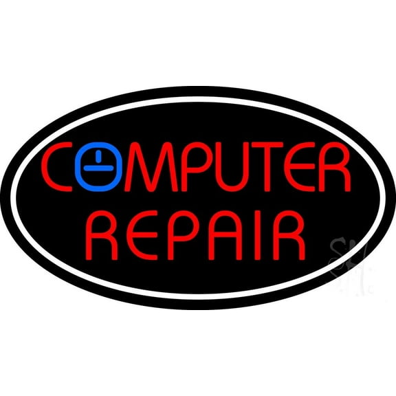 Red Computer Repair Logo LED Neon Sign 20 x 37 - inches, Clear Edge Cut ...