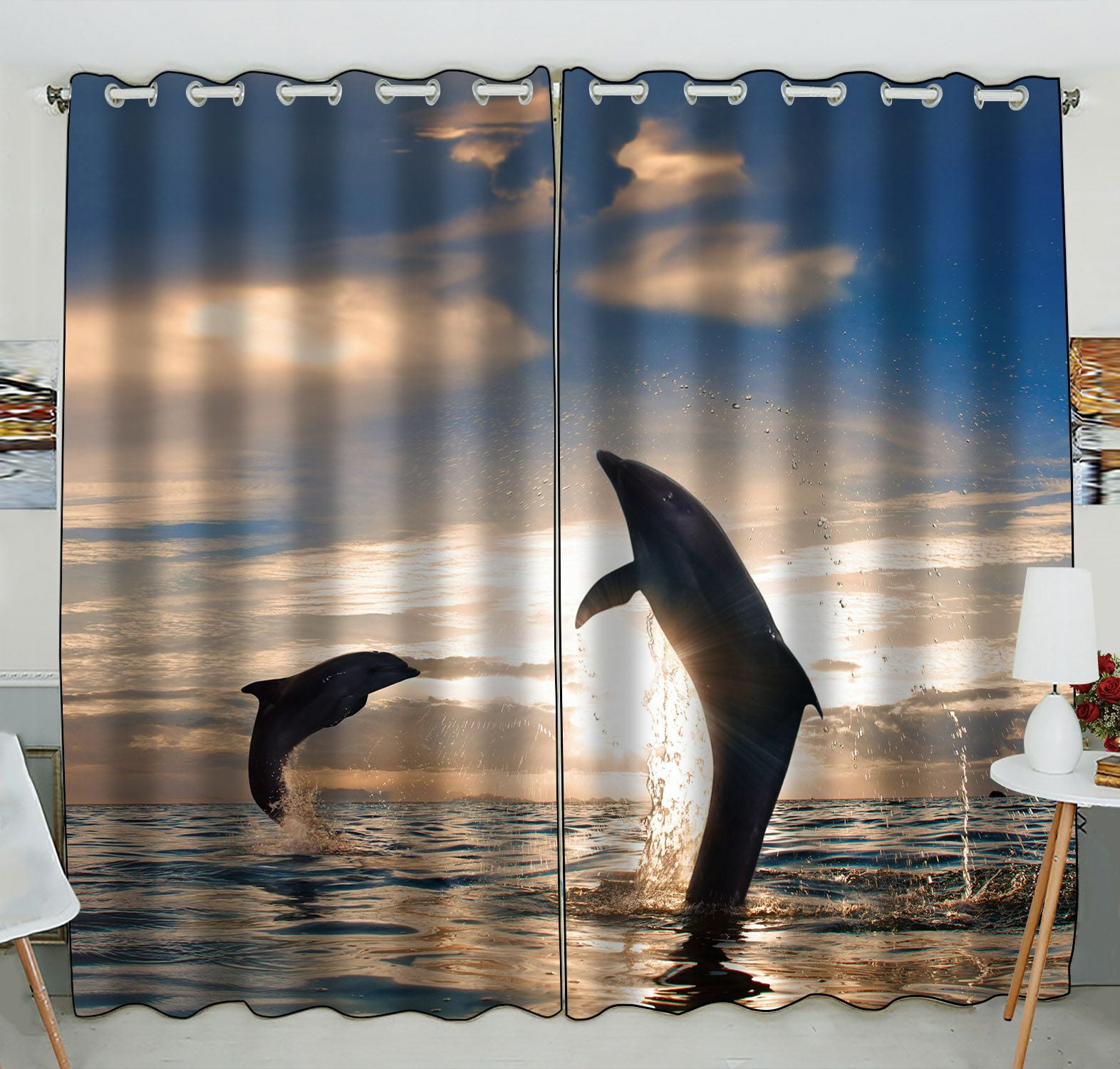 ZKGK Dolphins Window Curtain Drapery/Panels/Treatment For Living Room ...