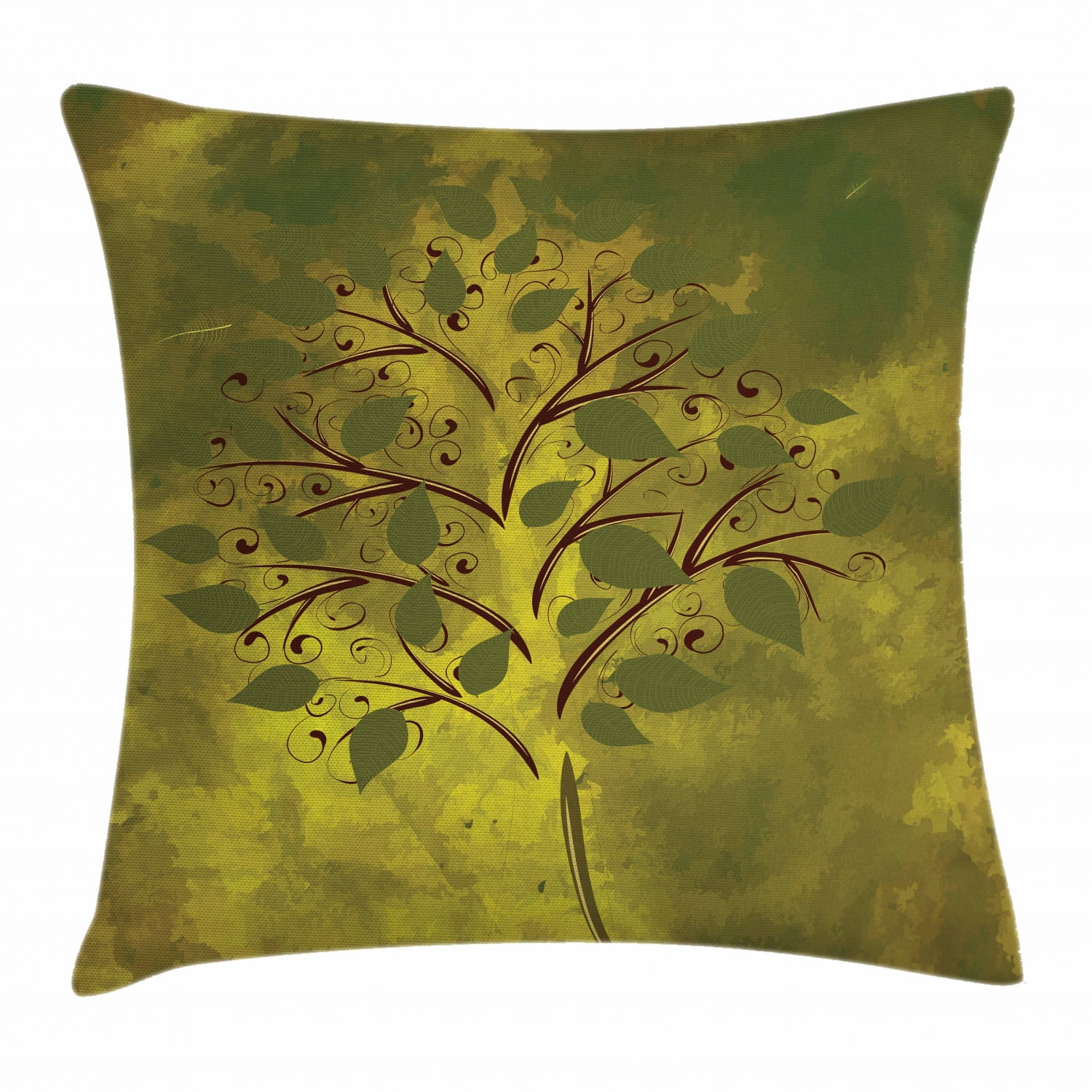 Tree Throw Pillow Cushion Cover, Abstract Illustration of a Tiny Tree ...