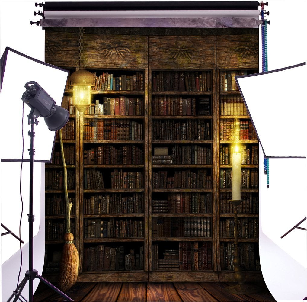 ABPHOTO Polyester 5x7ft Halloween Witch Bookshelf Backdrop Photography ...