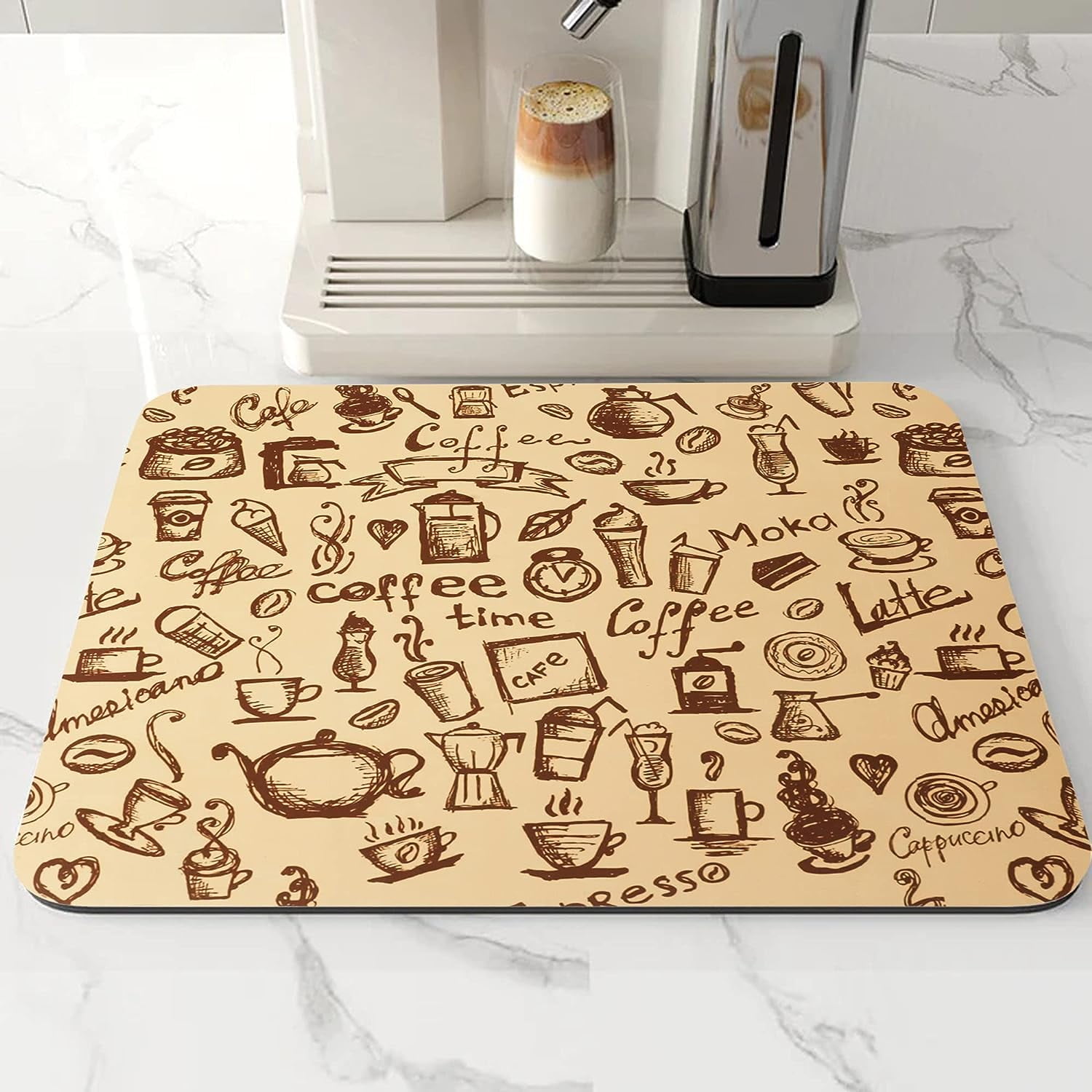 Coffee Mat Rubber Dish Drying Mat For Kitchen Counter Farmhouse Style ...