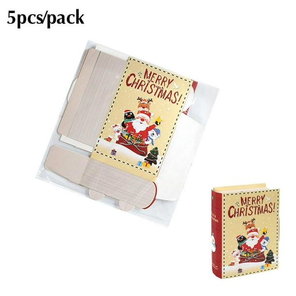 5* Christmas Paper Candy Gift Boxes,Book Shape Storage Boxes, Santa ...