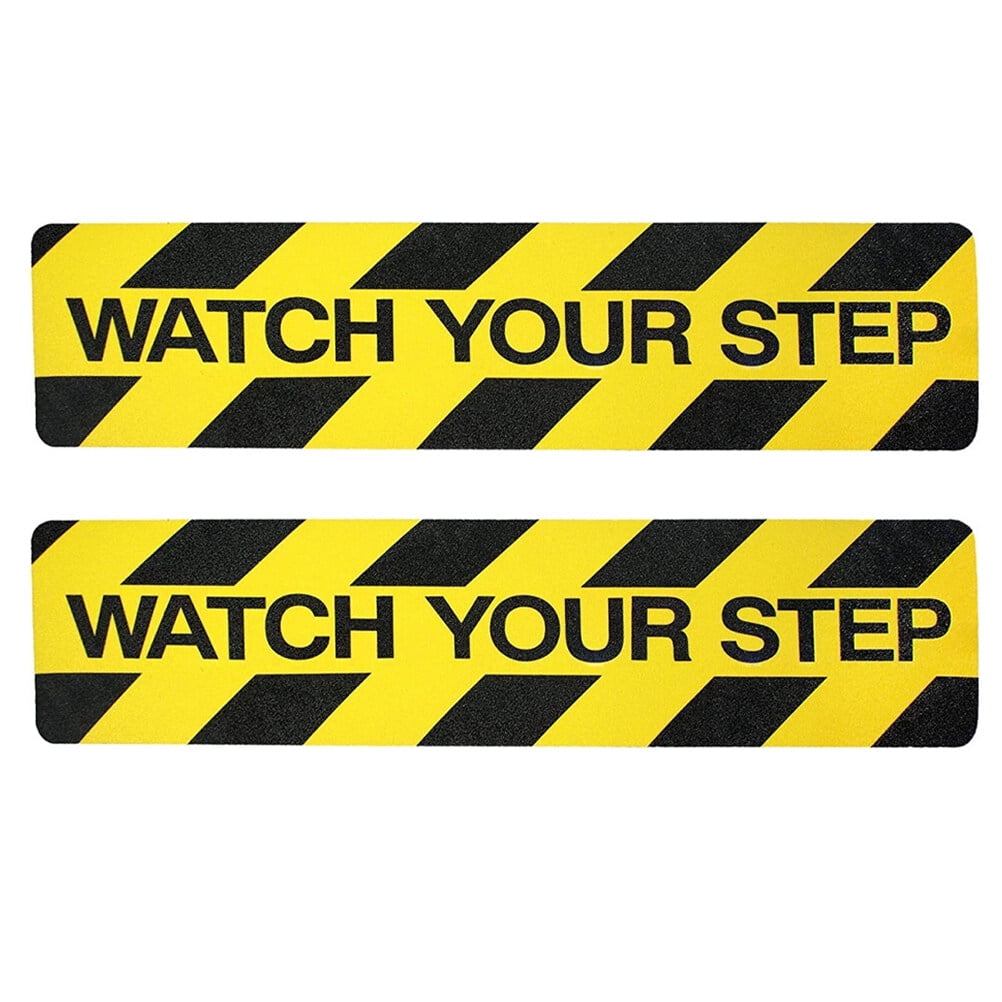 2Pcs Caution Warning Sticker Adhesive Anti-Slip Tapes Wet Floor Stairs ...