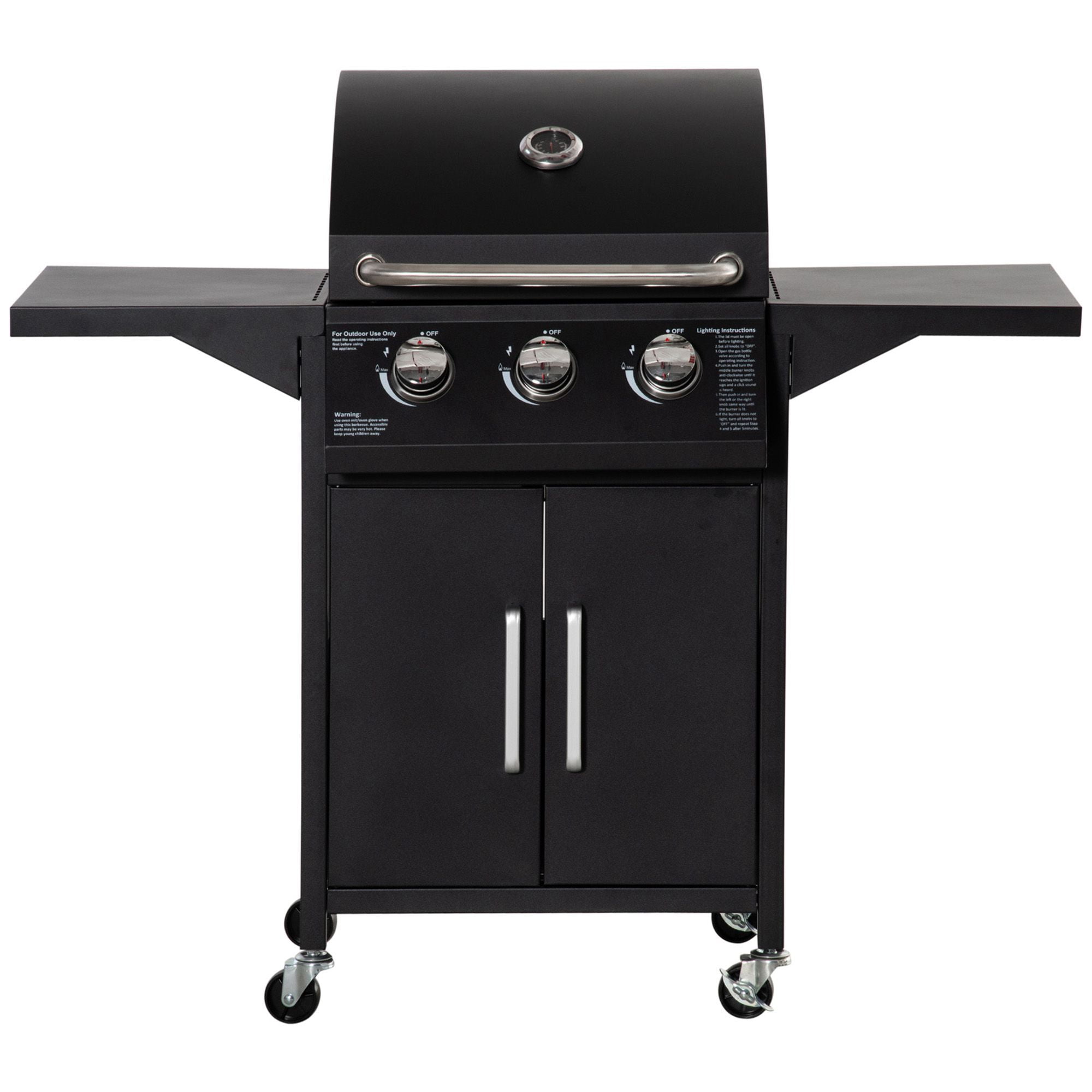 Click here for Outsunny 3 Burner Gas Grill W/ Wheels  Storage She... prices