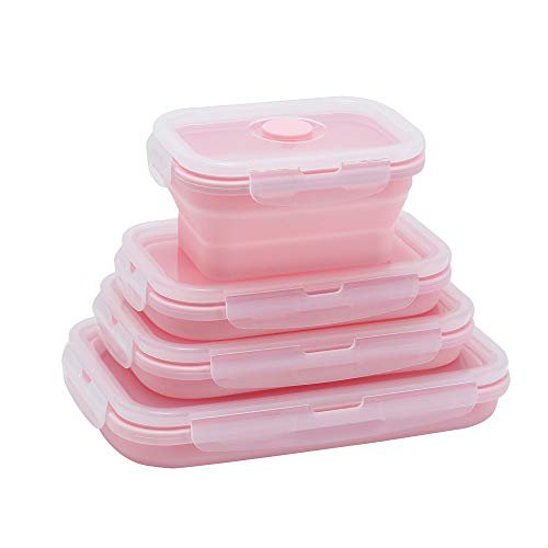 Yagote 4 Pcs Silicone collapsible Food Storage containers with Lids ...