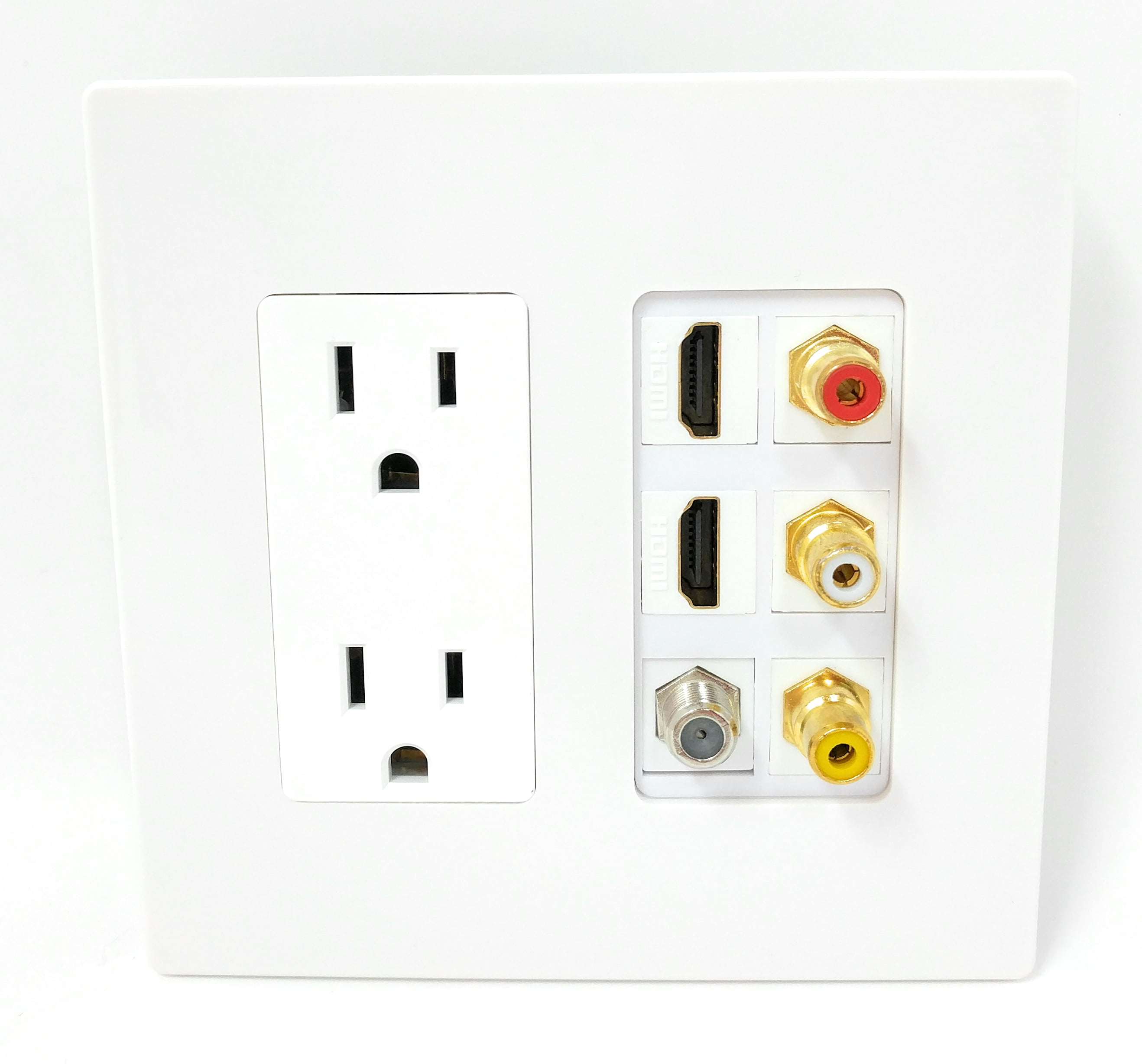 RiteAV - 2 x 15 Amp 125V Power Outlet 3 x RCA - 2 X HDMI and 1 x Coax ...