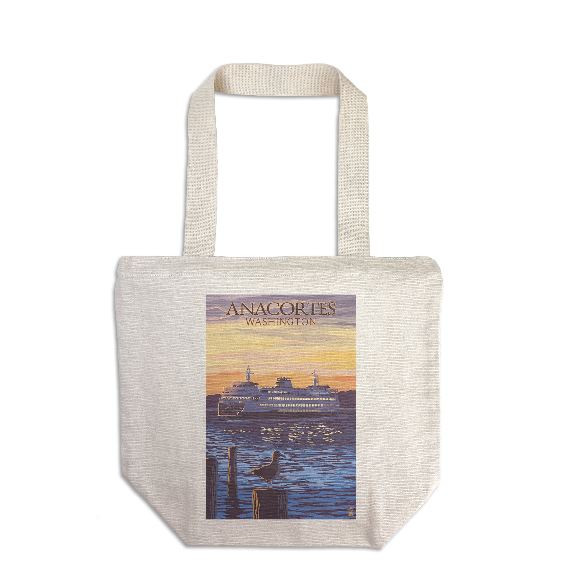 Anacortes, Washington, Ferry Sunset and Gull (100% Cotton Canvas ...