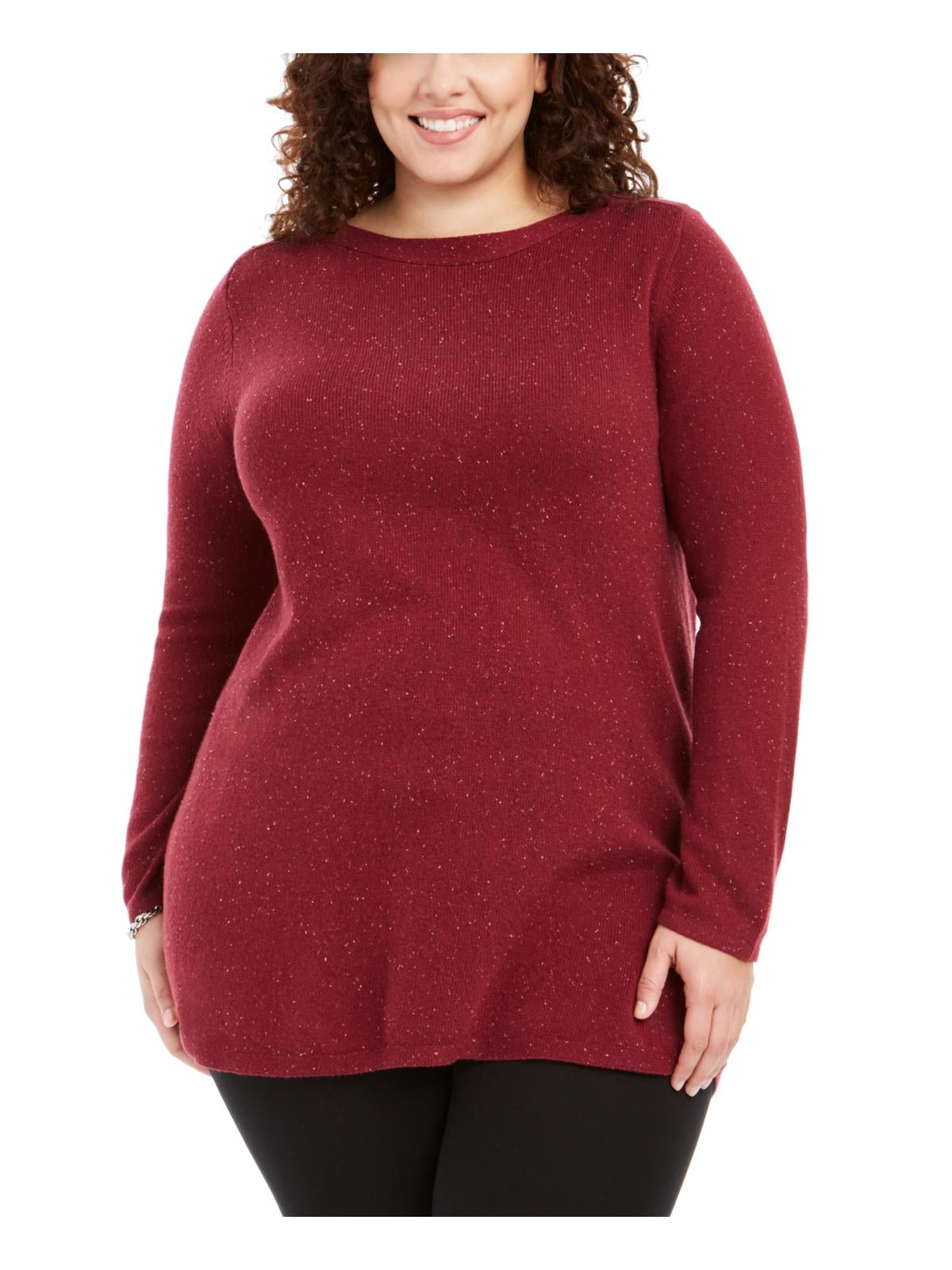 Karen Scott - Karen Scott Womens Plus Speckled Boatneck Tunic Sweater ...