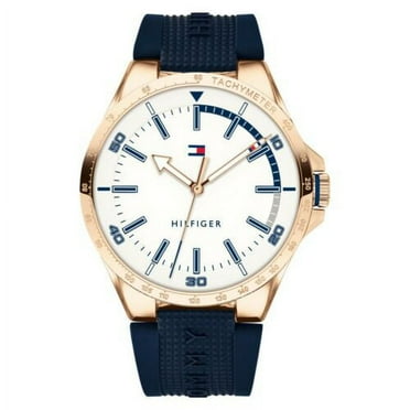 Tommy Hilfiger Men's 1790874 Gold-Tone Watch with Brown Leather Band ...