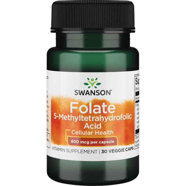 Swanson Folate 5-Methyltetrahydrofolic Acid 800 Mcg 30 Veggie Capsules ...