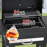 MASTER COOK Charcoal Grill with Two Side Tables, BBQ Grill for Outdoor ...
