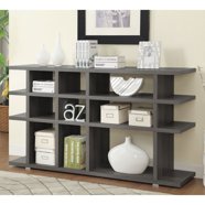 Asymmetrical Bookcase with Cube Storage Compartments, White- Saltoro ...