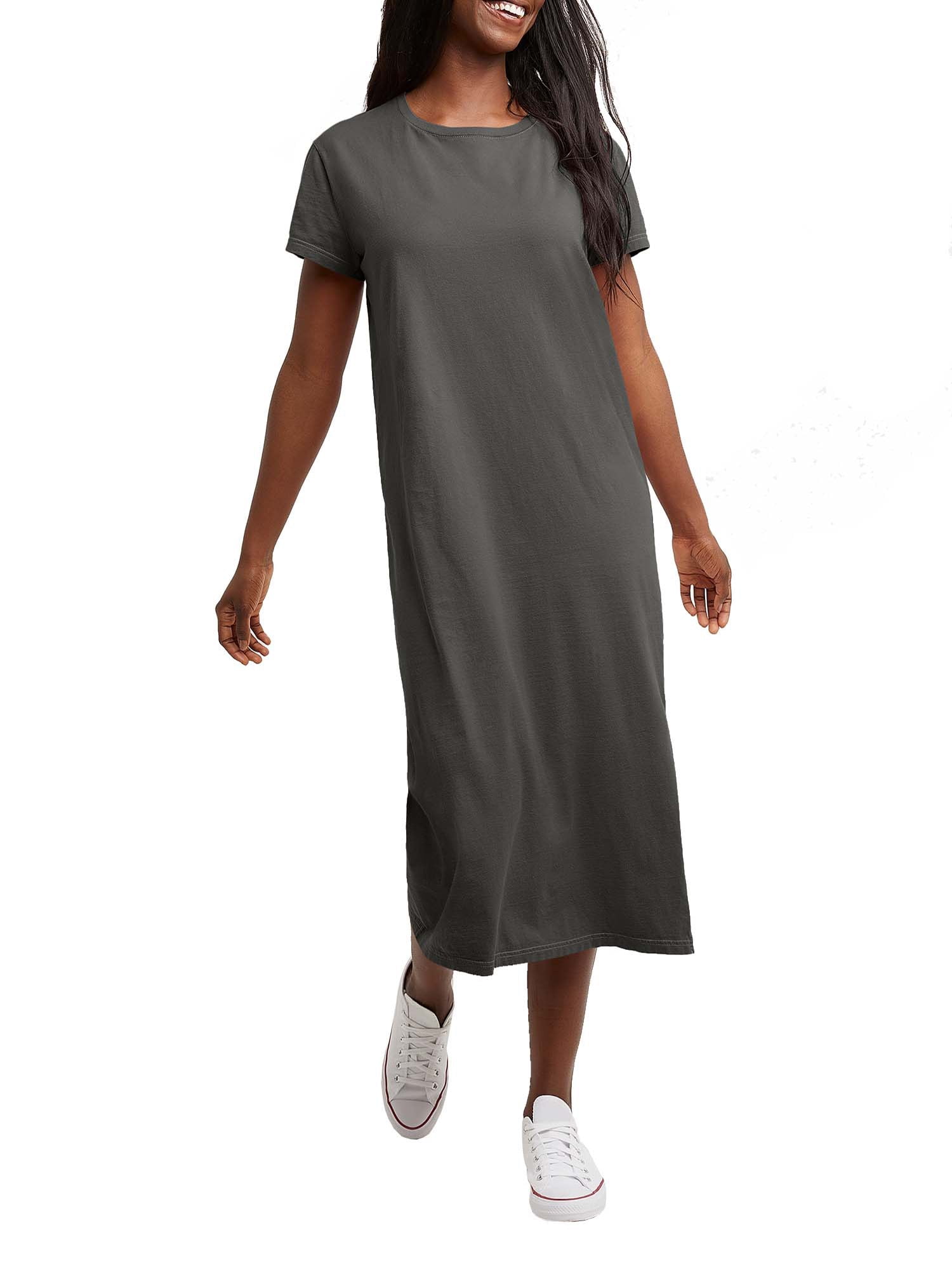 Hanes Women's ComfortWash Garment Dyed Midi Dress - Walmart.com