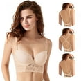 Womens Low Back Bra Sexy Push Up Comfort Seamless Lace Deep V Backless Bra