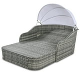c79.9" Outdoor Sunbed with Adjustable Canopy, Daybed With Pillows ...