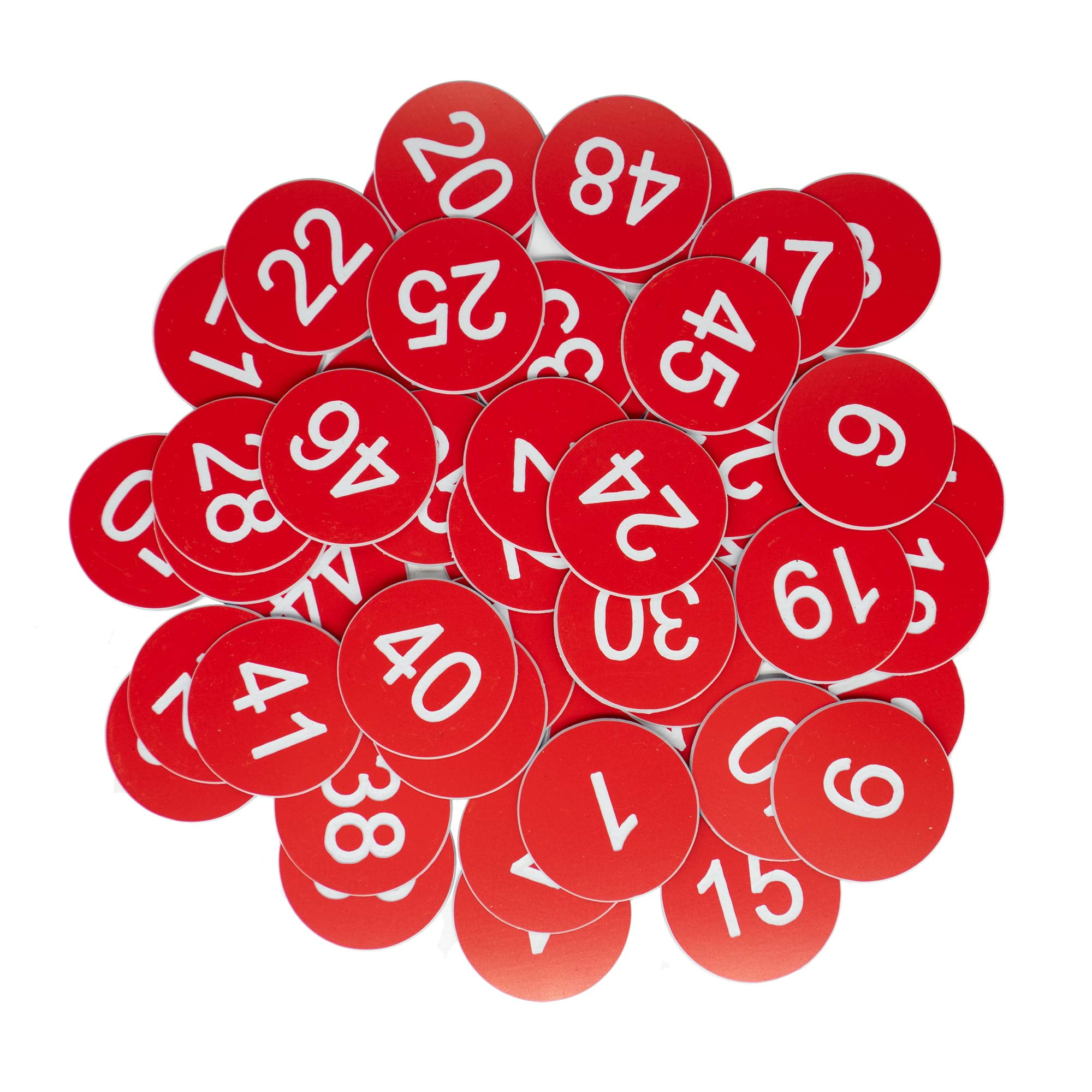 Plastic Number Tags Engraved Numbered Tags Without Hole (1-100, Red ...