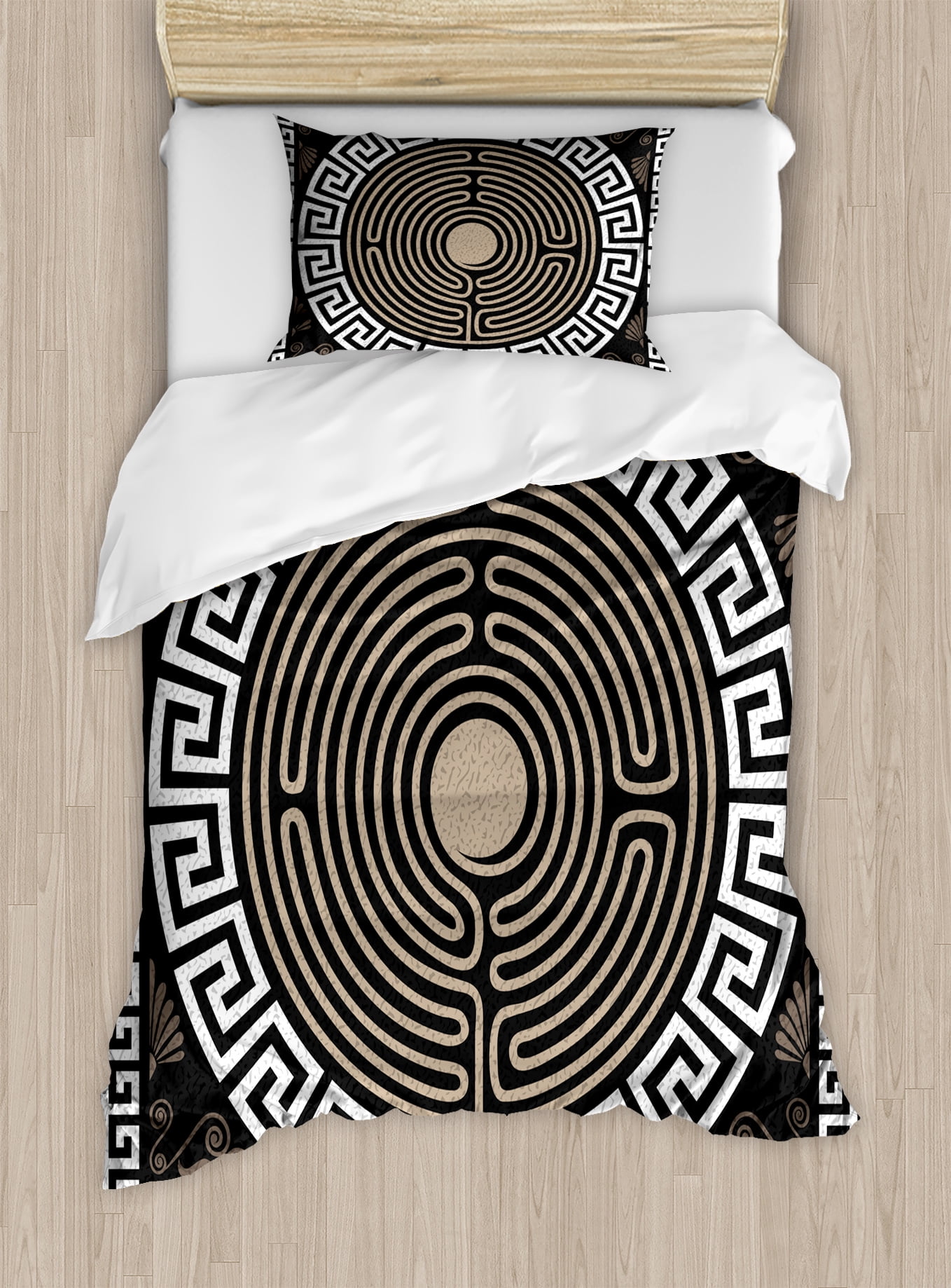 Greek Key Twin Size Duvet Cover Set, Grecian Fret and Wave Pattern on ...