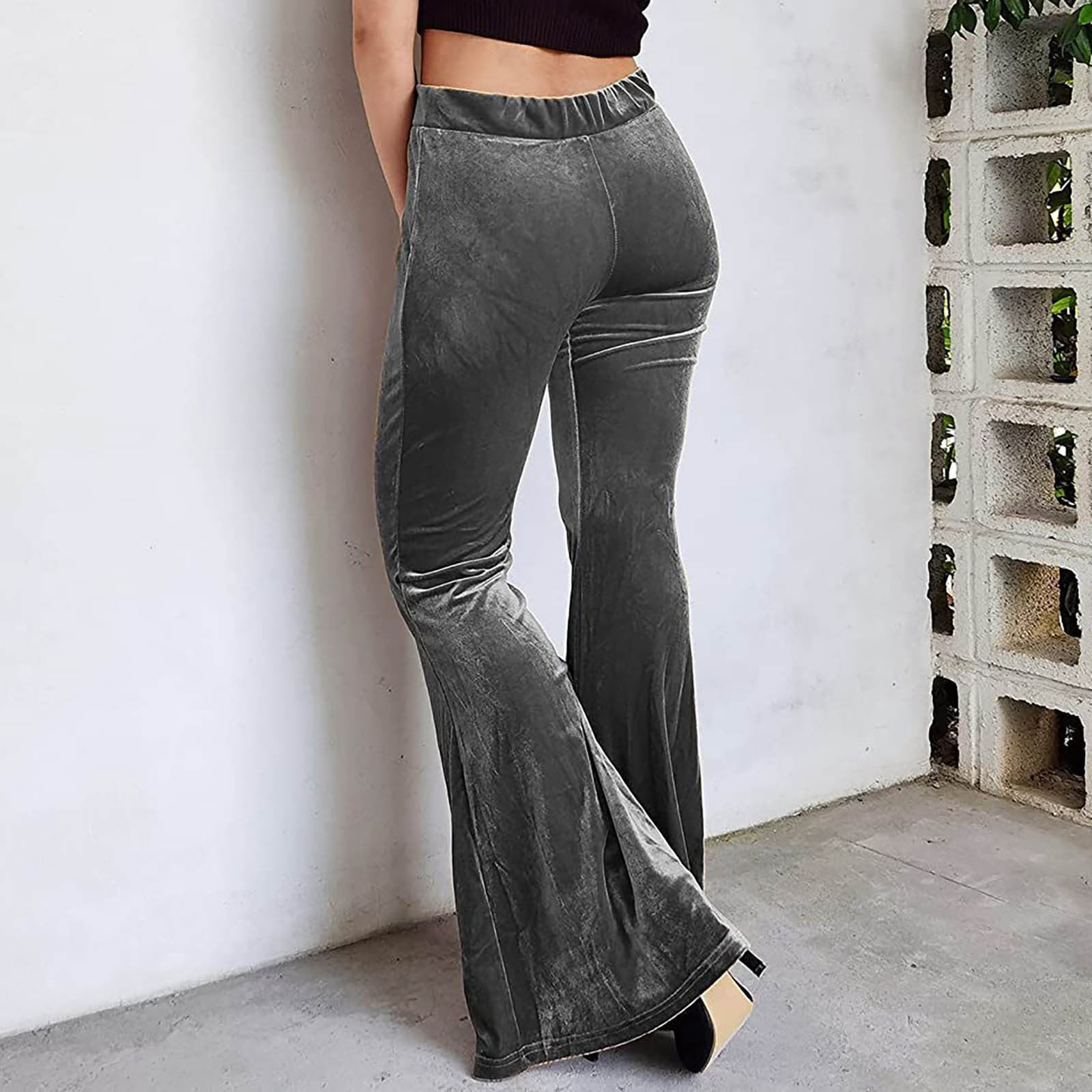 Flare Leggings for Women High Waisted Velvet Yoga Pants Tight Bootcut Dress Pants Stretch Bell Bottom Lounge Trousers