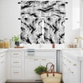Black Grey Marble Waves Kitchen Curtains and Valances Set, Modern ...