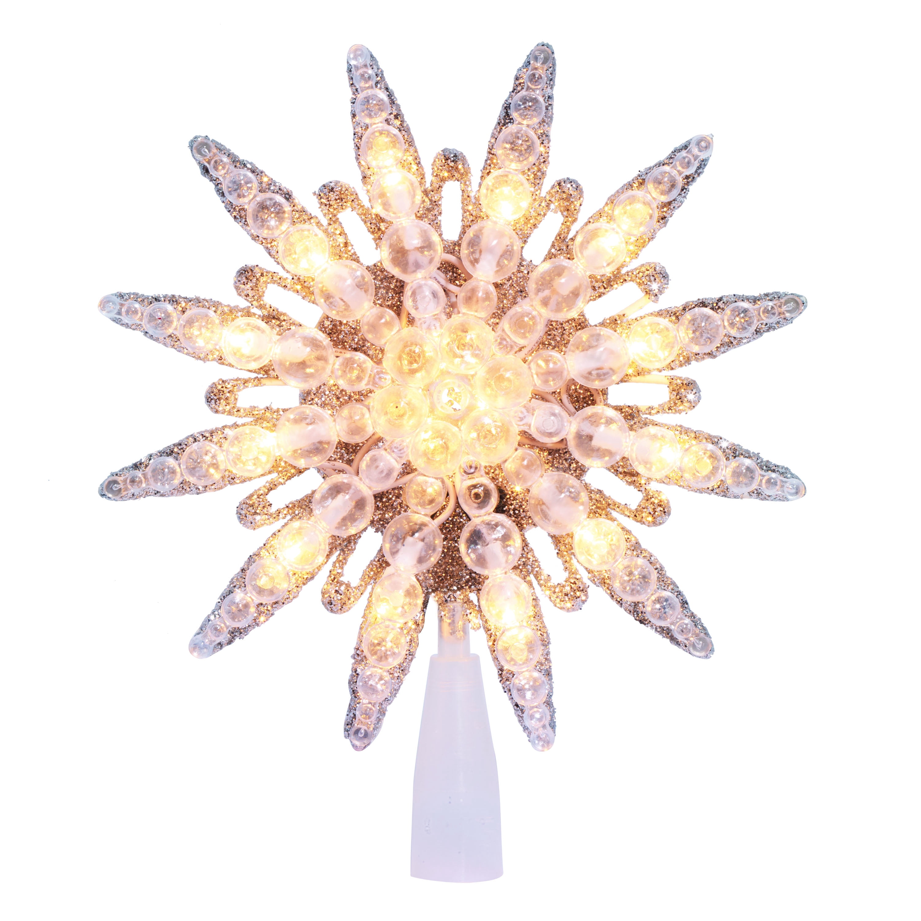 Holiday Time Christmas 8.75" 15UL Silver Lotus Tree Topper with Clear ...